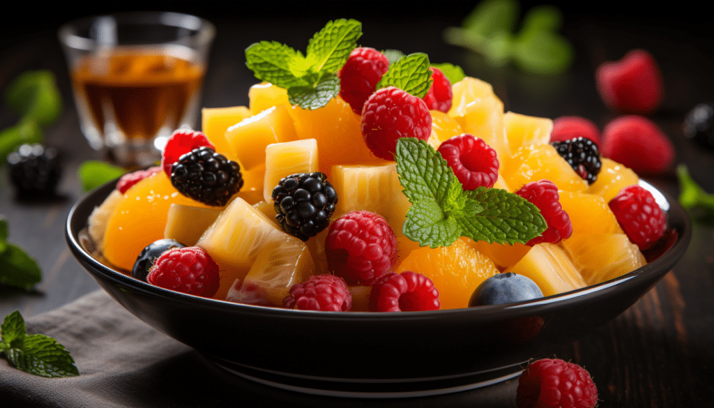 Recette de Salade de fruits frais au jus d'orange et à la menthe ...