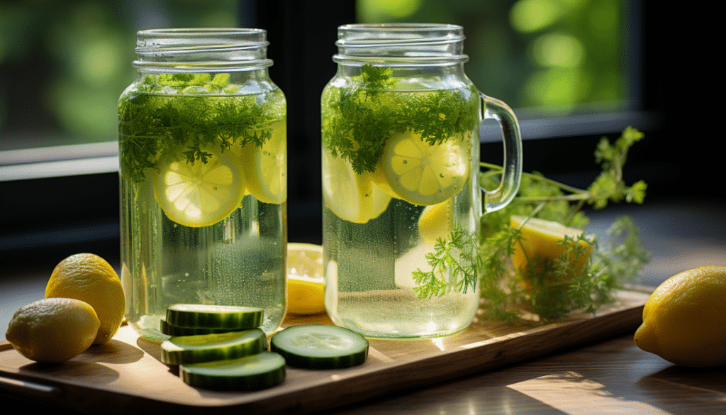 Recette de Eau aromatisée aux citron et concombres - Recette & Délices